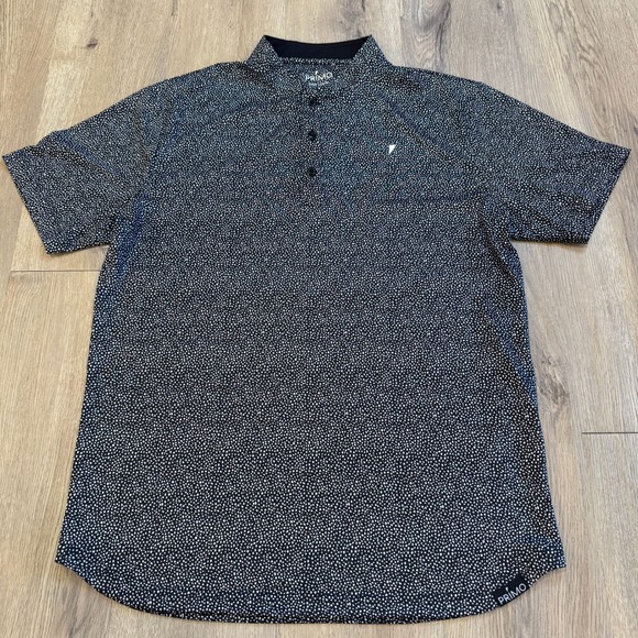 Primo | Shirts | Primo Polo Shirt Mens L Black White Dotted Print Blade ...